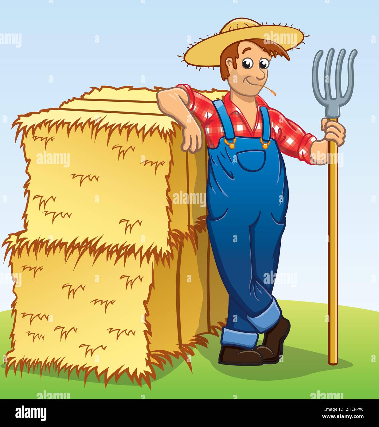 personnage de fermier de dessin animé portant une combinaison et un ...