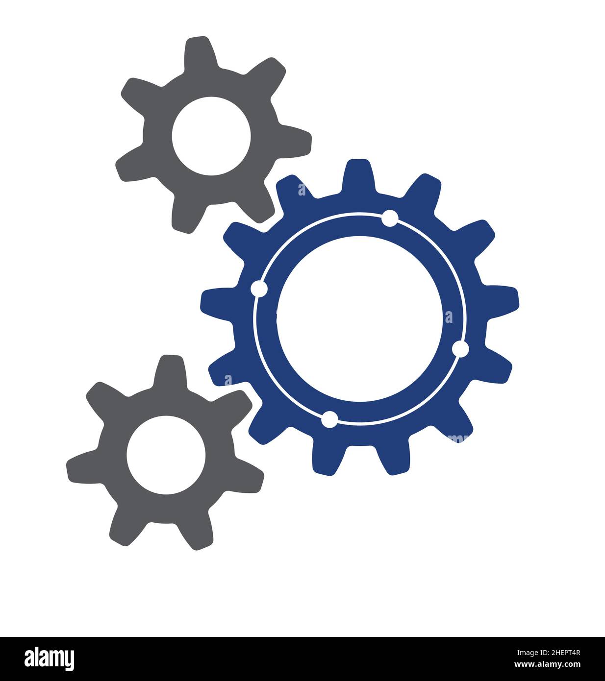 trois engrenages de maillage gris et bleu icône logo vecteur isolé sur ...