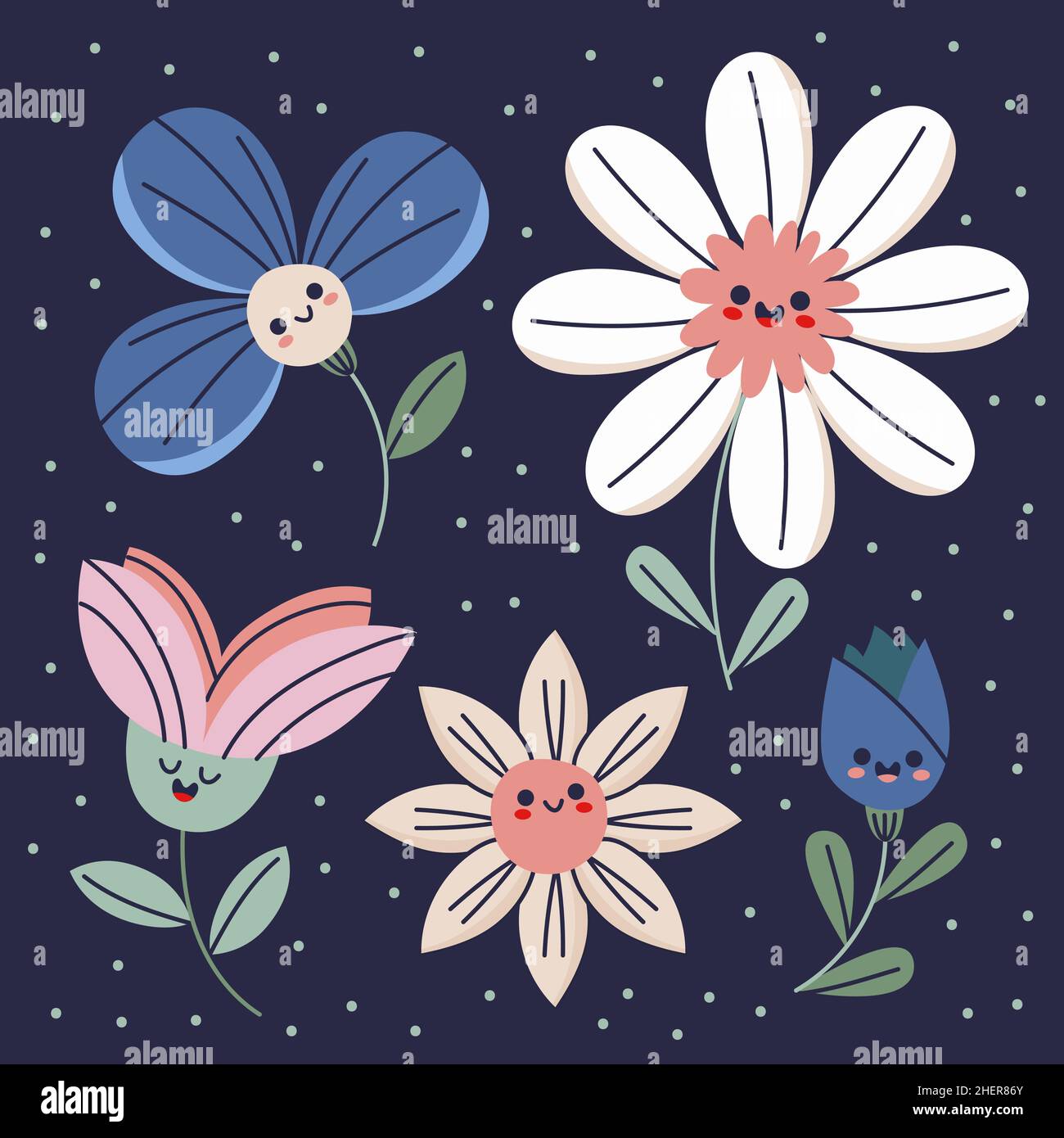 Smiley flower face illustration Banque d'images vectorielles - Alamy