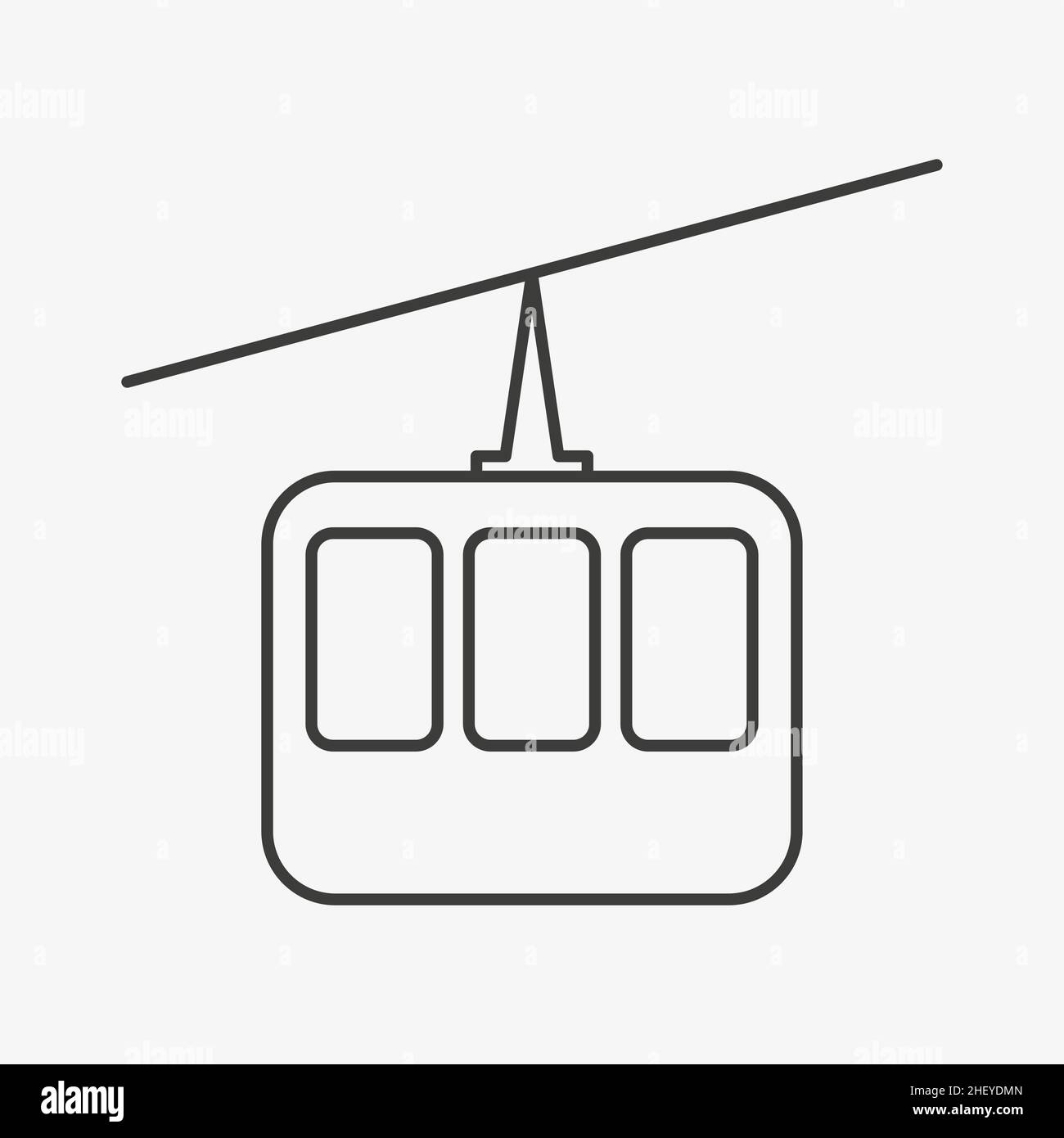Icône de vecteur de contour de téléphérique.Pictogramme de câblage ...