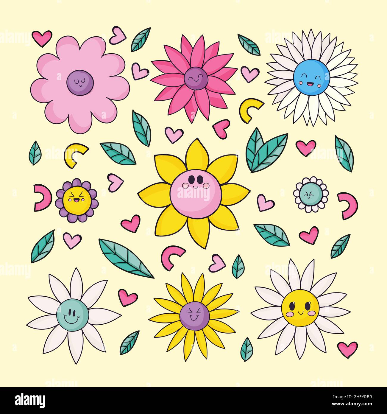 Smiley flower face illustration Banque d'images vectorielles - Alamy