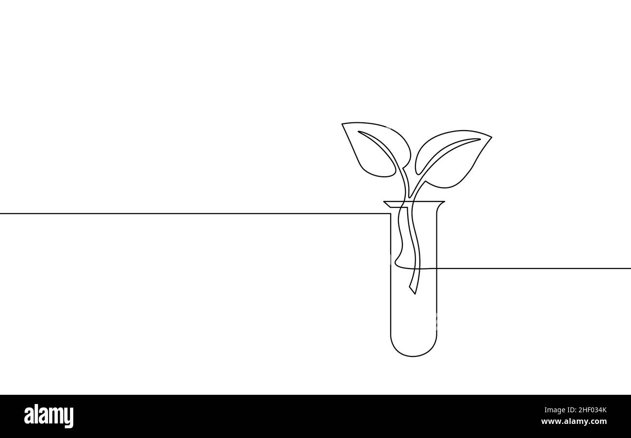 Une seule ligne continue art plante science de la nature.Concept d ...