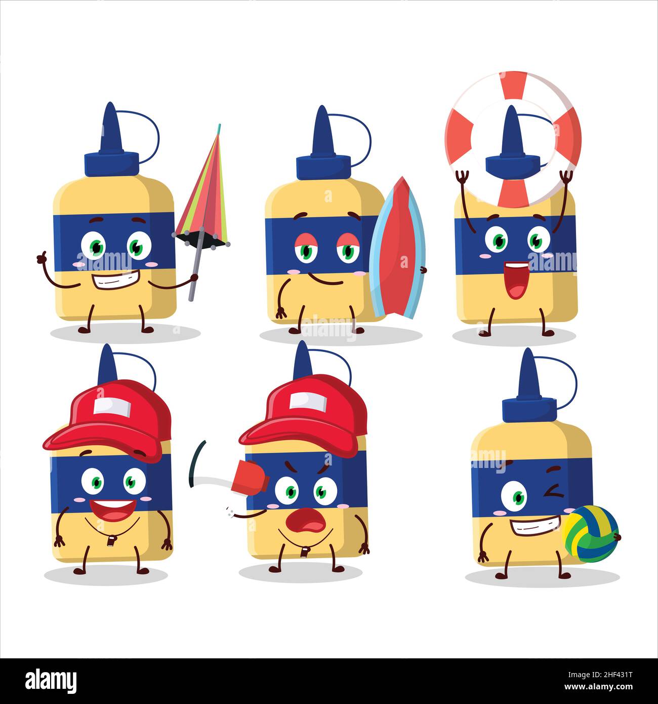 Happy face papier colle personnage de dessin animé jouant sur une plage ...