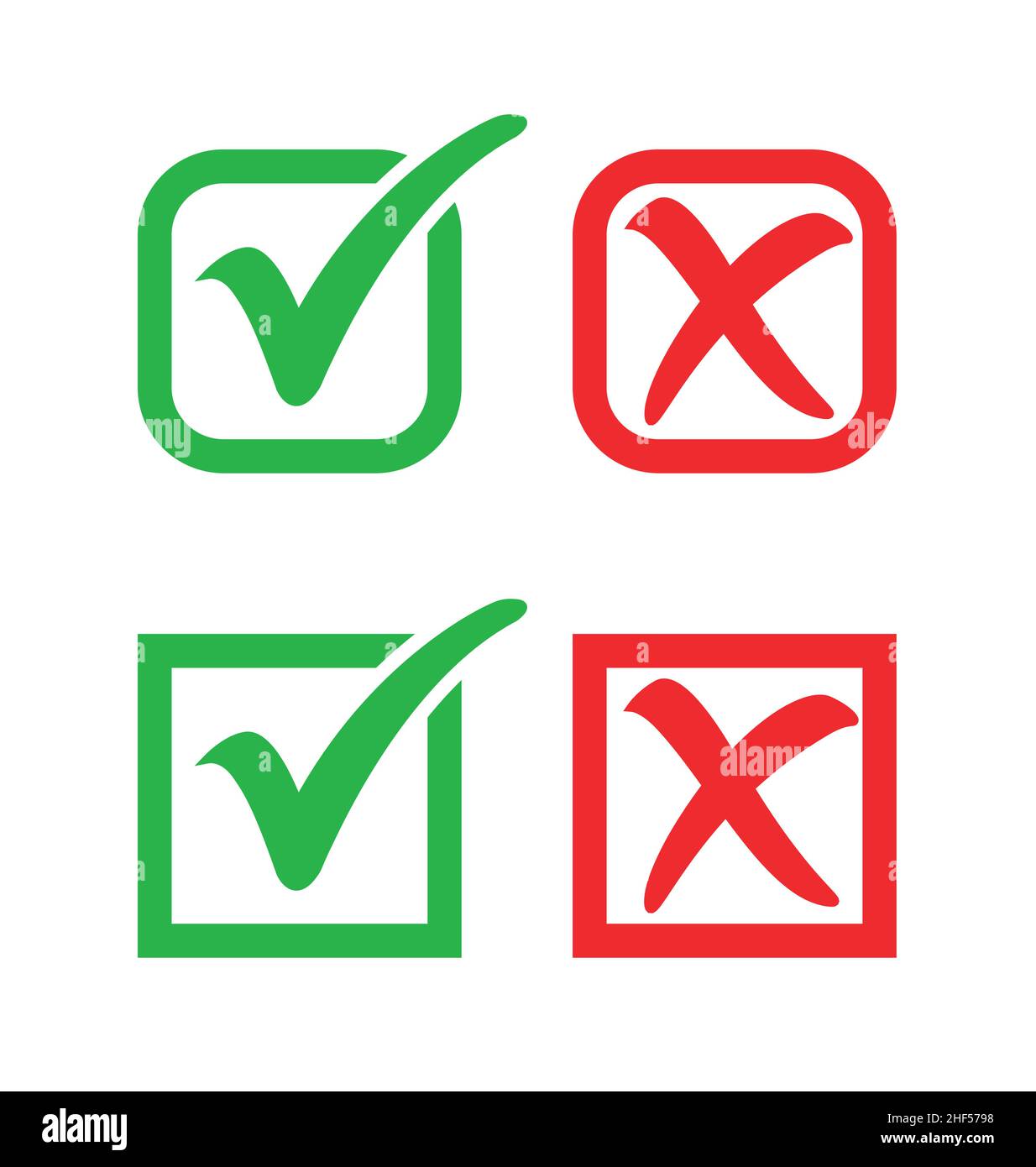case à cocher classique élégante avec coche verte et croix rouge dans ...