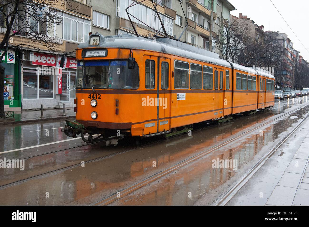 Sofia, Bulgarije.Tramway à l'ancienne qui sillonait les rues de Sofia, datant de l'époque du ...