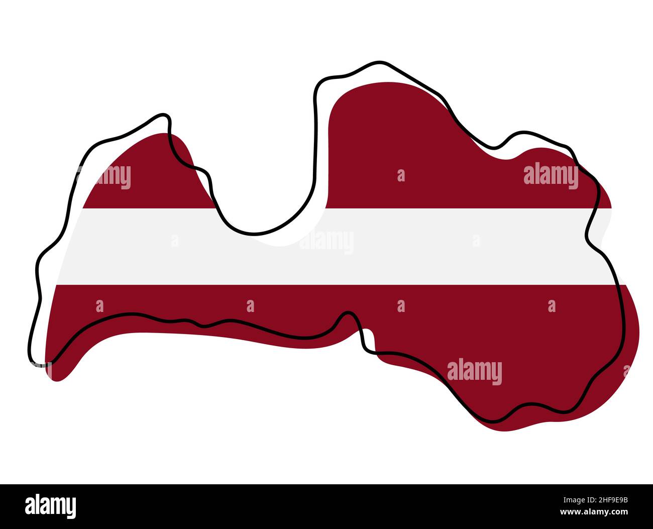 Carte stylisée de la Lettonie avec icône de drapeau national.Carte des ...