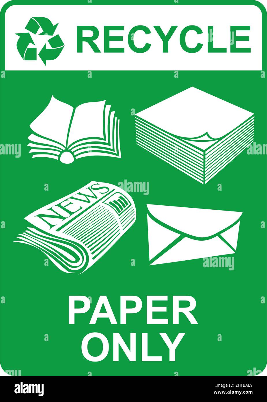 Recyclage du papier uniquement Banque d'images vectorielles - Alamy