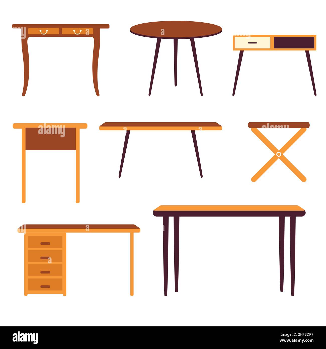 Illustration du vecteur du jeu de tables.Tableau isolé vide ...