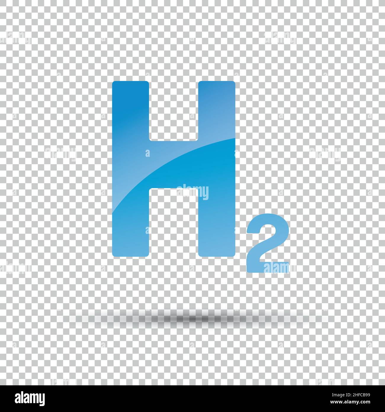 H2 icône du logo hydrogène isolée sur fond coché.H2 panneau ...