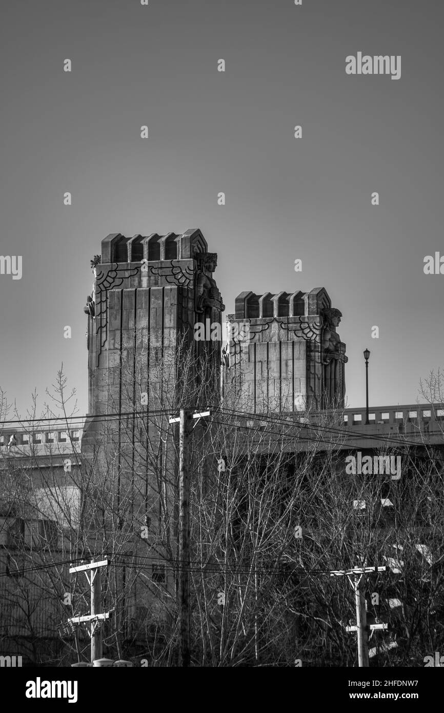 Gardien de la statue de la circulation Banque d'images noir et blanc ...