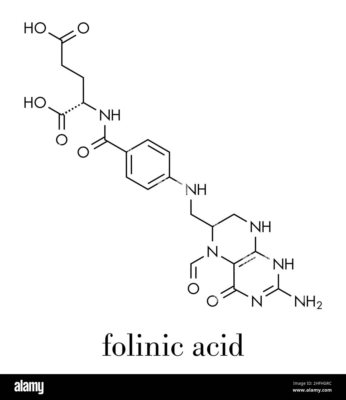 Molécule médicamenteuse d'acide folinique (leucovorine).Utilisé comme ...