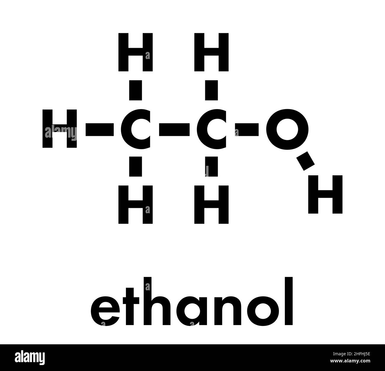Molécule d'alcool (éthanol, alcool éthylique), structure chimique ...