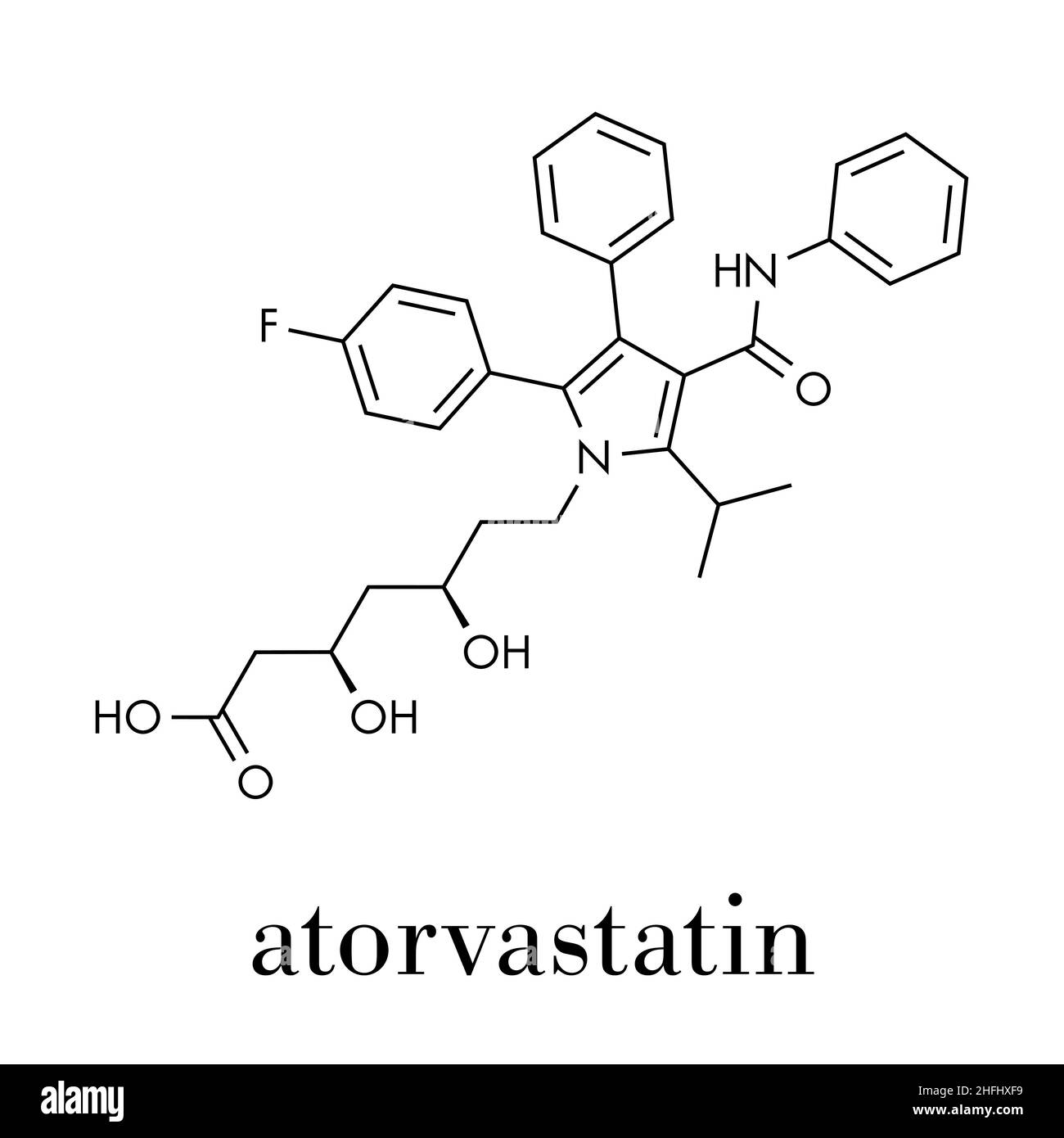 L'atorvastatine statine statine (classe) molécule. Formule topologique ...