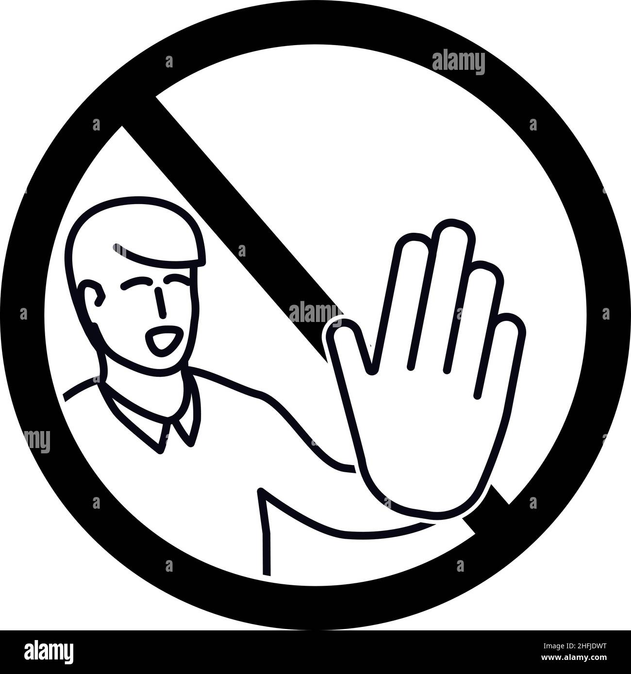 Panneau d'interdiction d'entrée mâle avec main d'arrêt Image ...