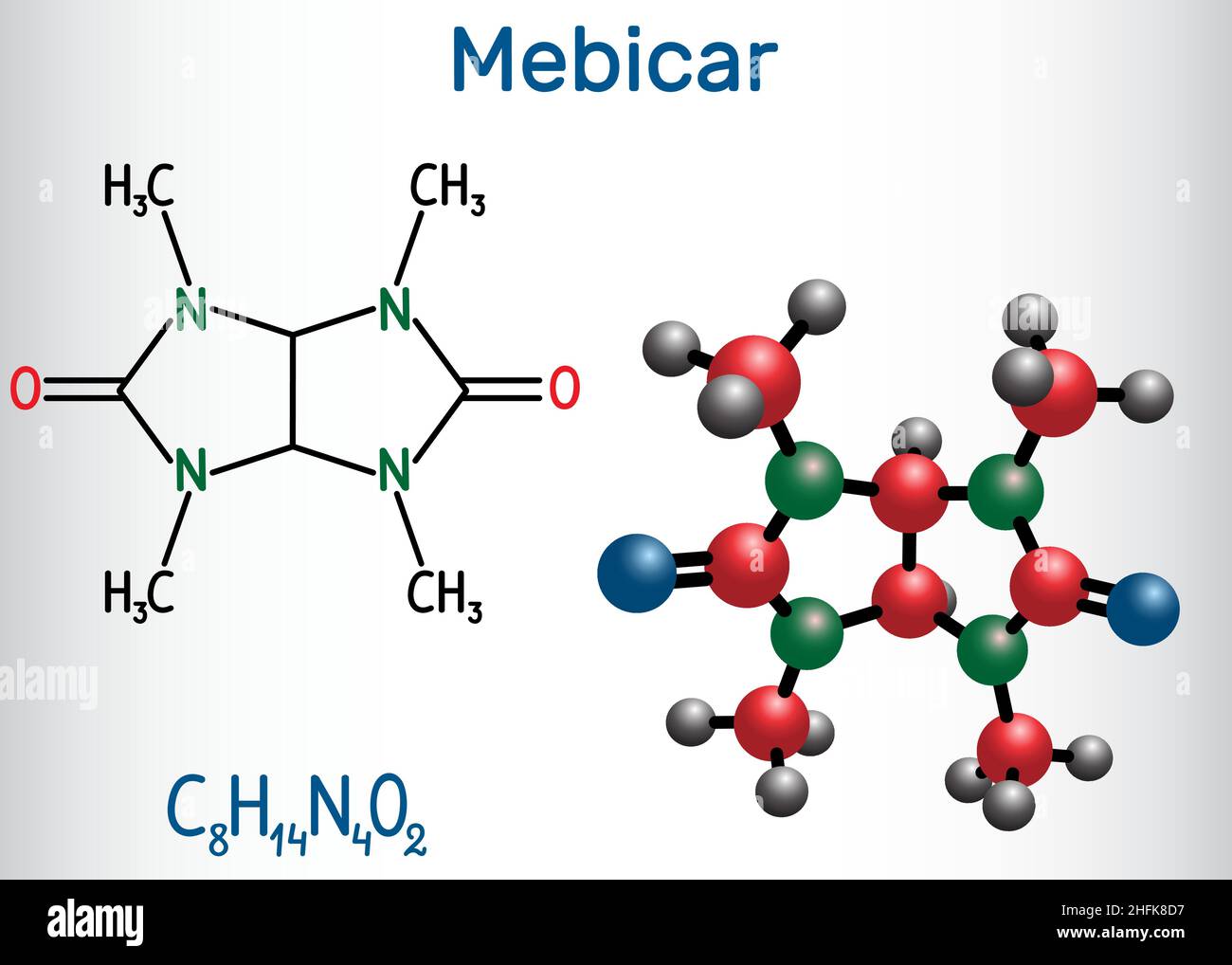 Molécule de médicament anxiolytique Mebicar (mébicarum).Formule ...
