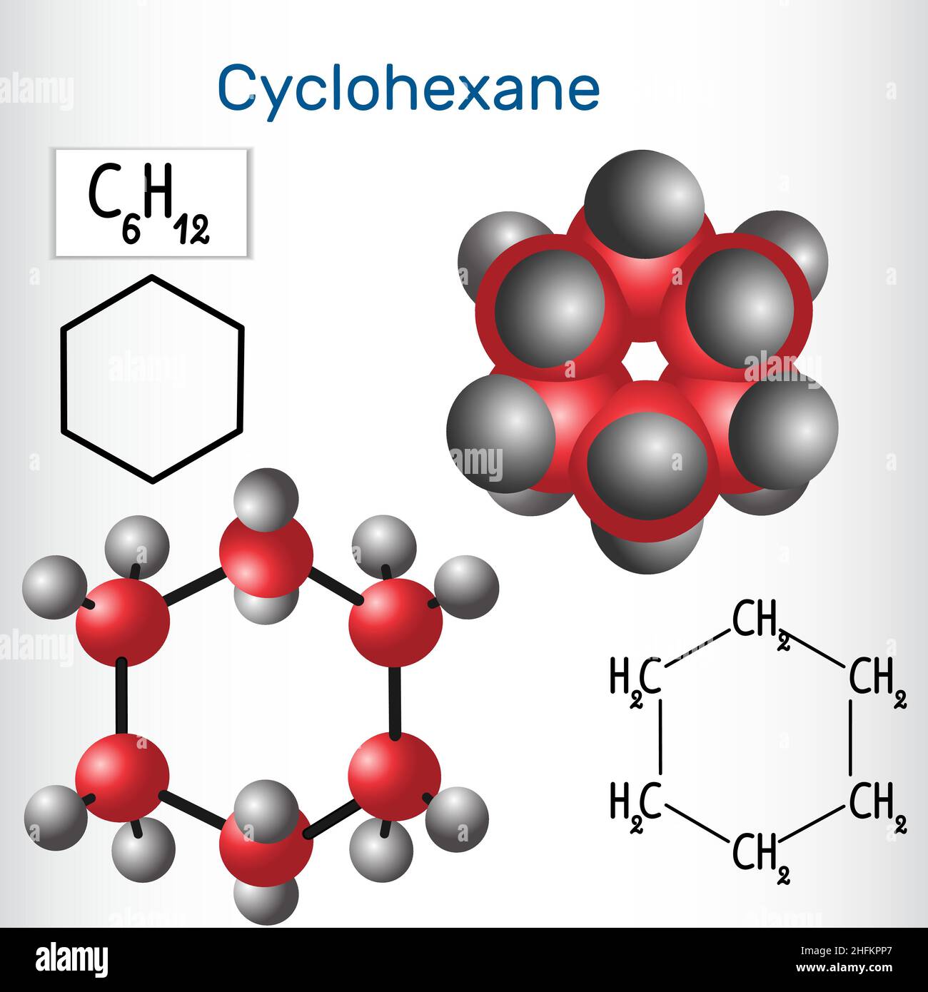 Molécule de cyclohexane - formule et modèle chimiques structuraux ...