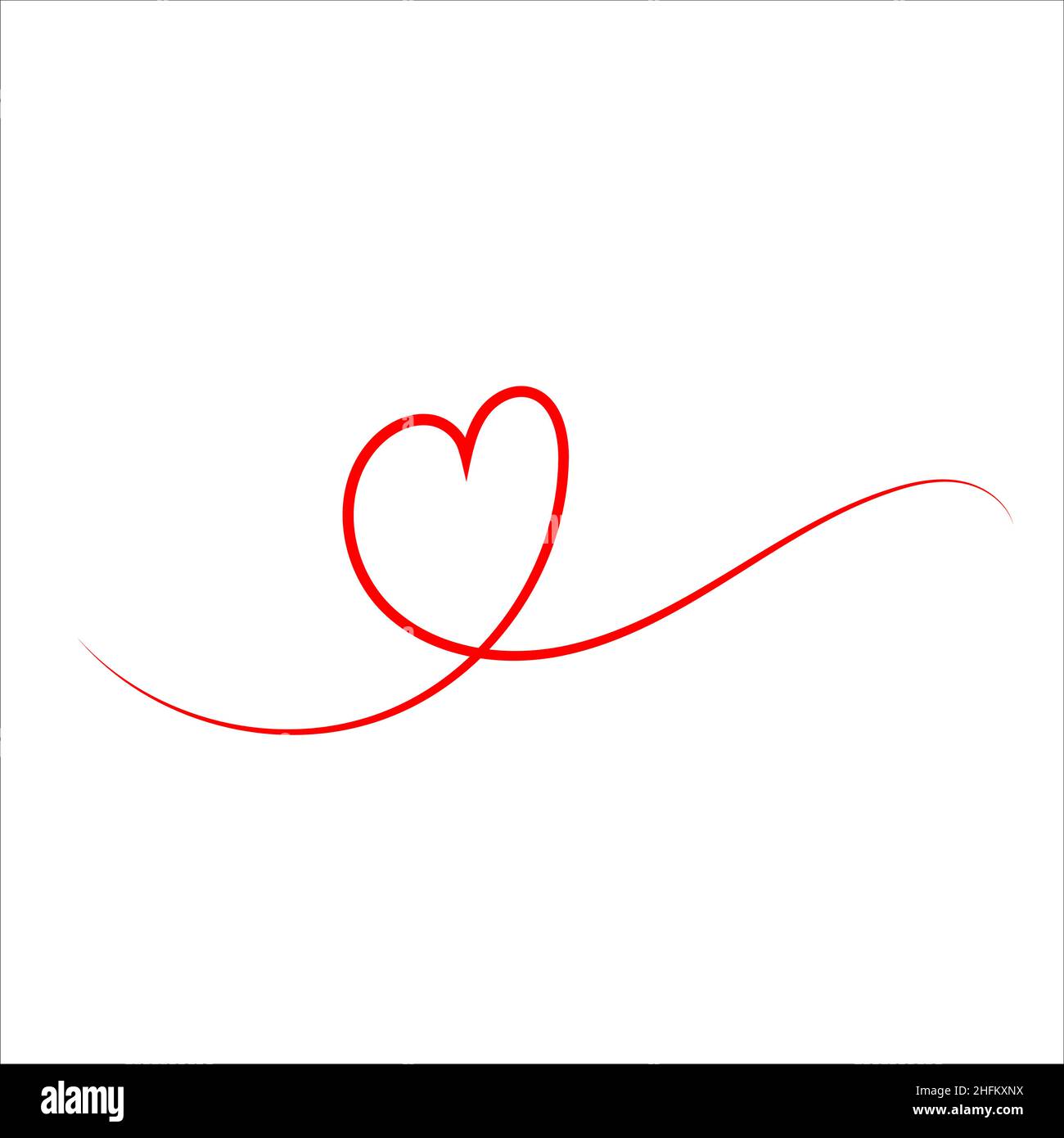 Cœur.Symbole abstrait amour.Illustration vectorielle de dessin au trait ...