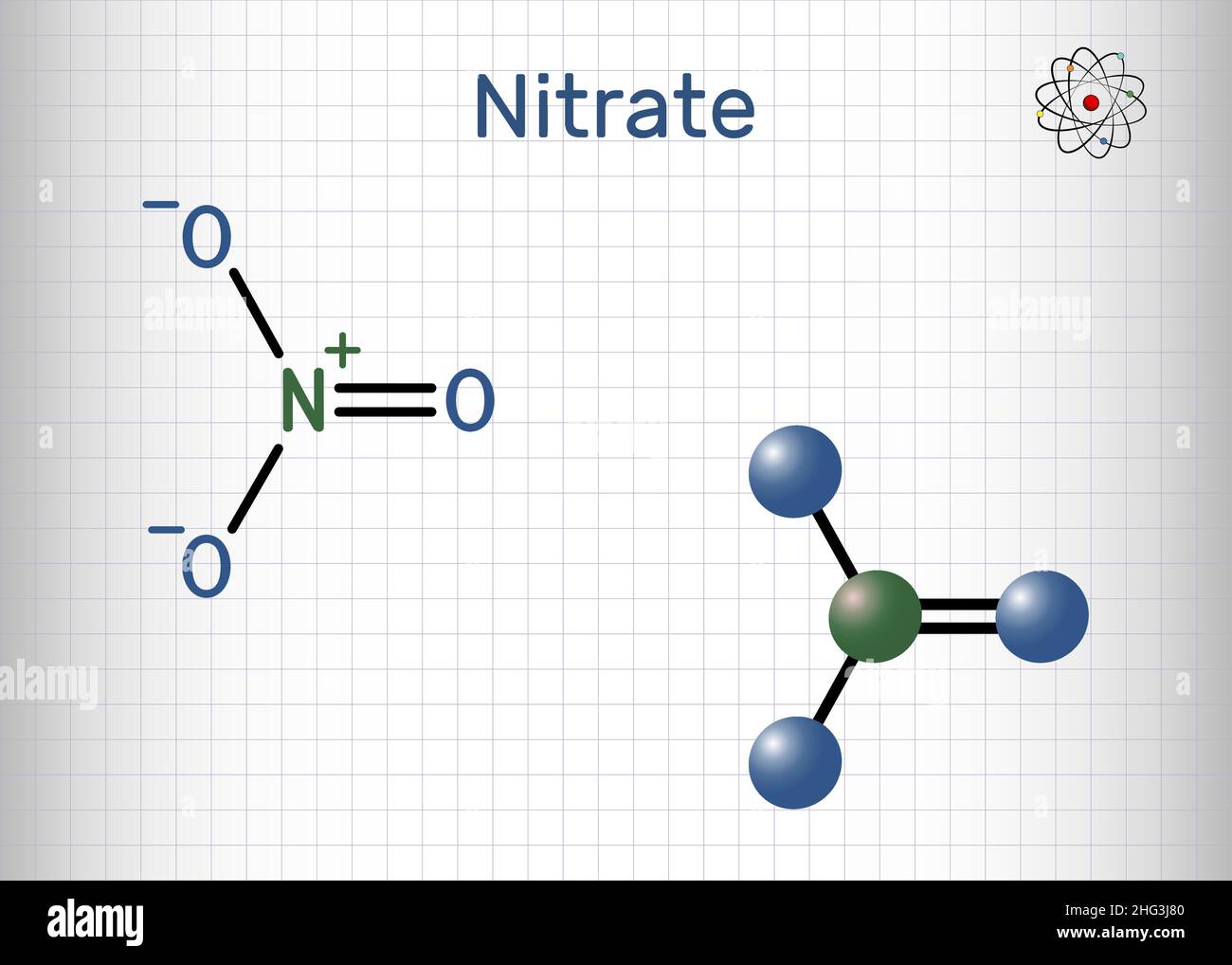 Structure chimique de l'anion nitrate Banque d'images vectorielles - Alamy