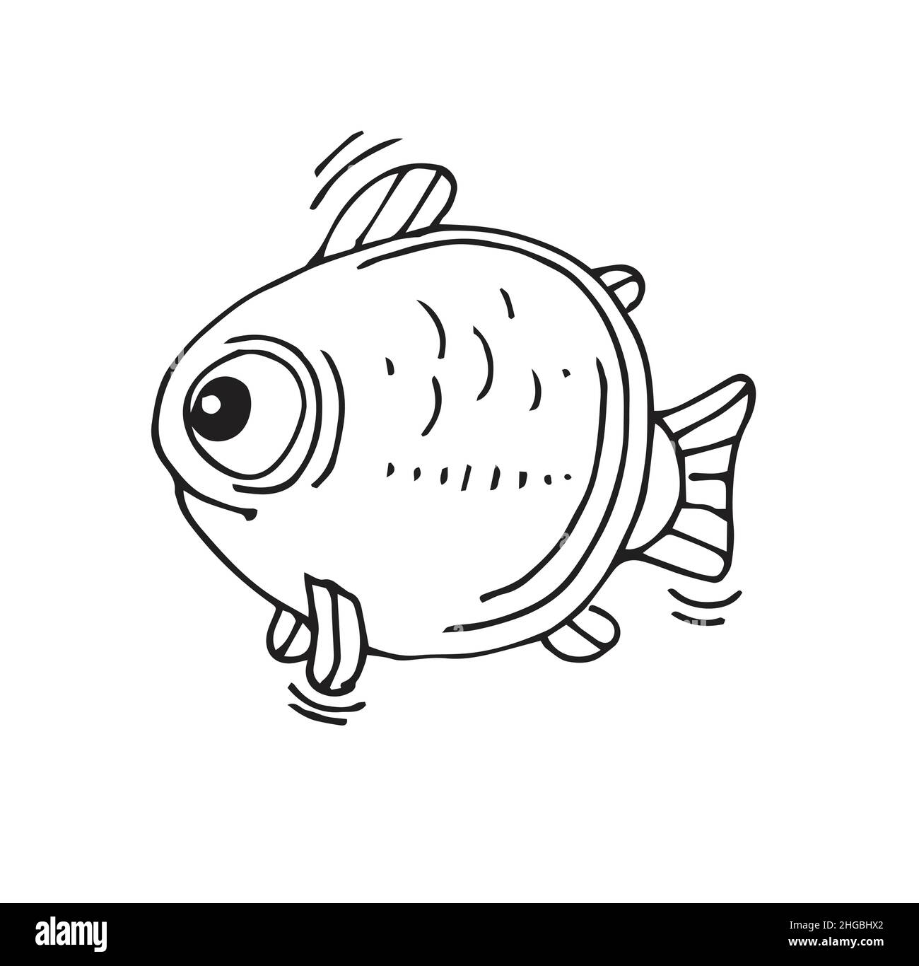 Poisson rond amusant.Personnage animal de dessin animé.Monde sous-marin ...