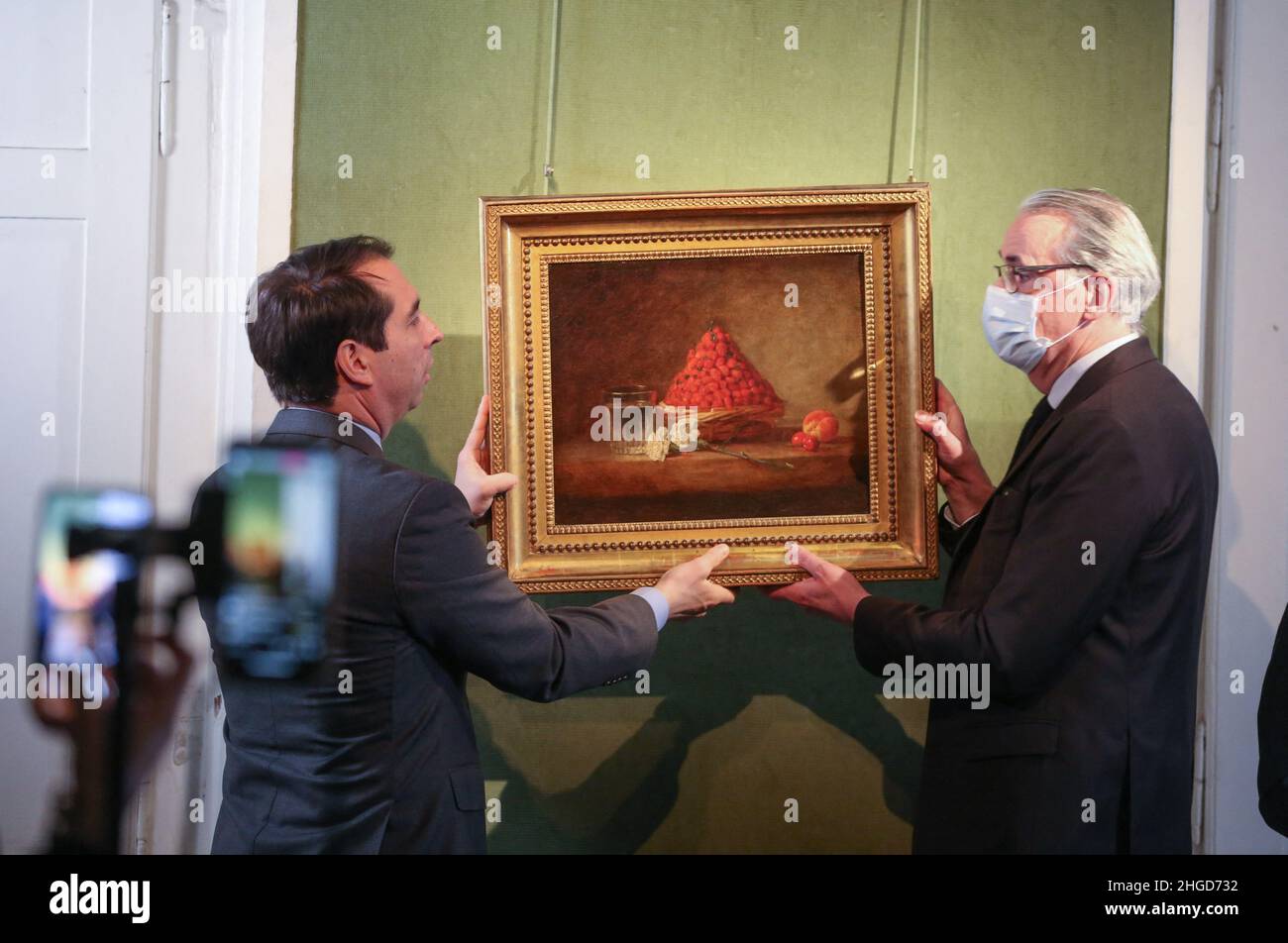 Paris, France.20th janvier 2022.Présentation de la peinture «Un panier ...