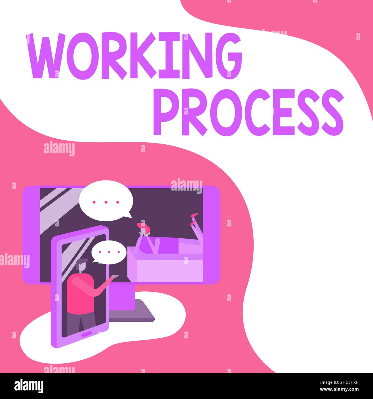 Légende du texte présentant le processus de travail, le mot écrit sur ...