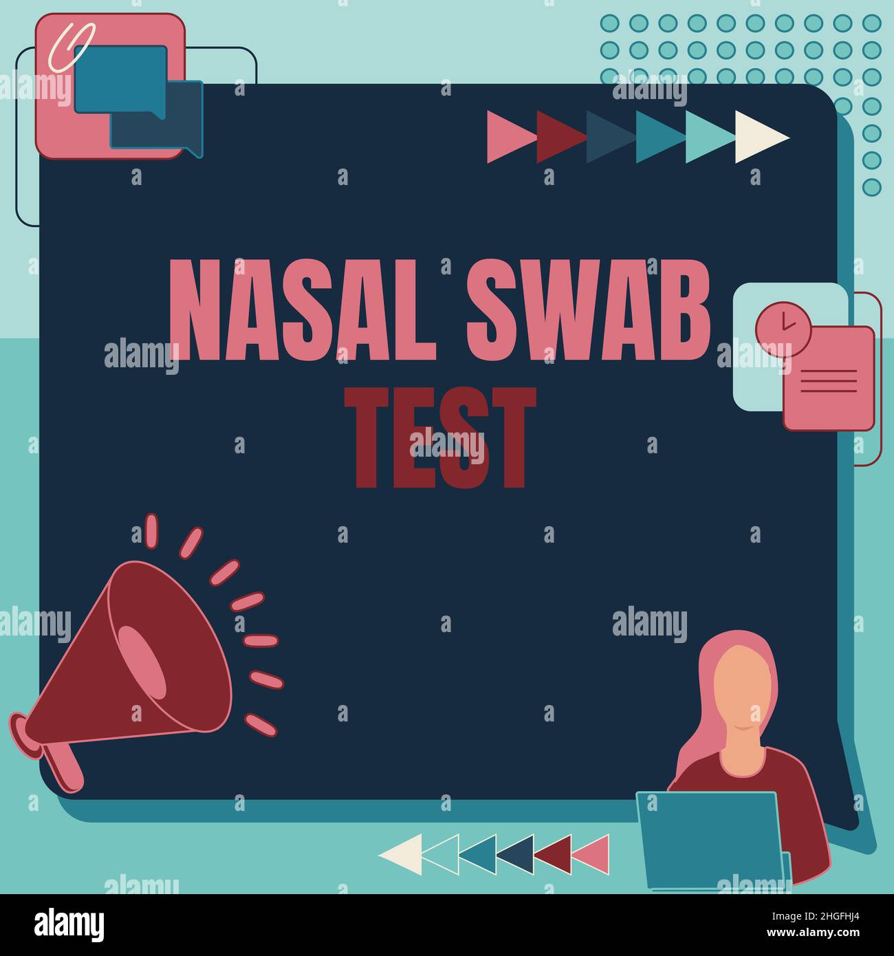 Signe d'écriture à la main Nasal Swab Test, concept signifiant le ...