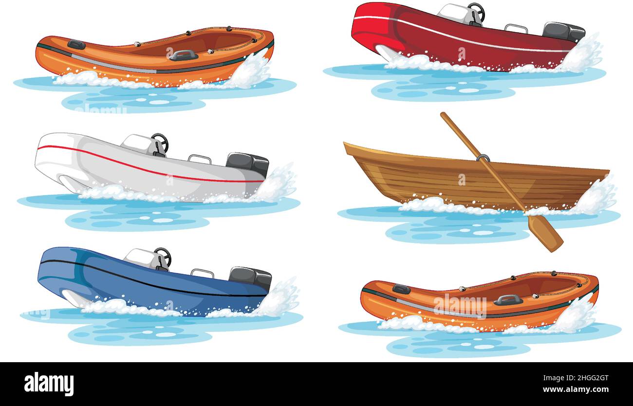 Ensemble de différents types de bateaux et navire illustration isolée ...