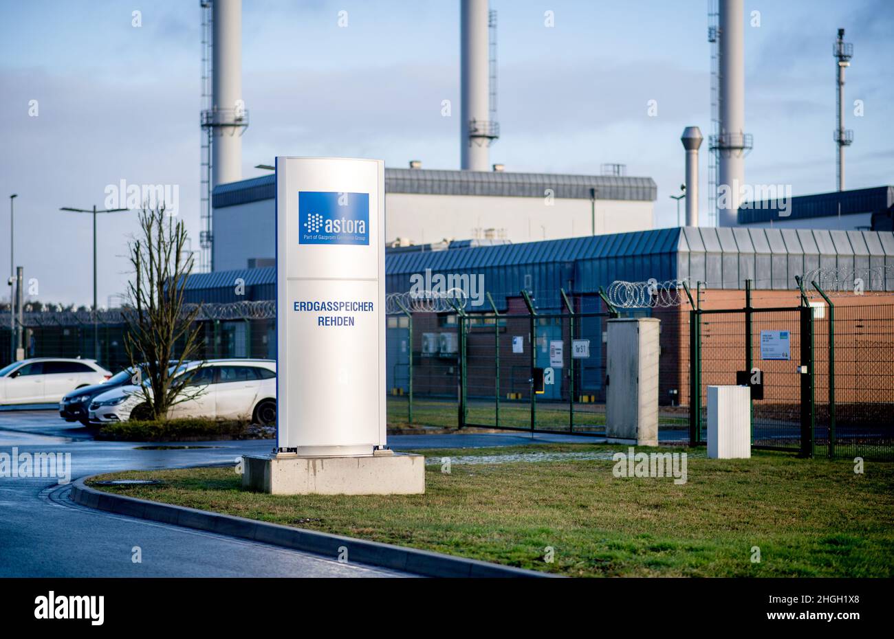 Rehden, Allemagne.21st janvier 2022.Un panneau portant le logo de la ...