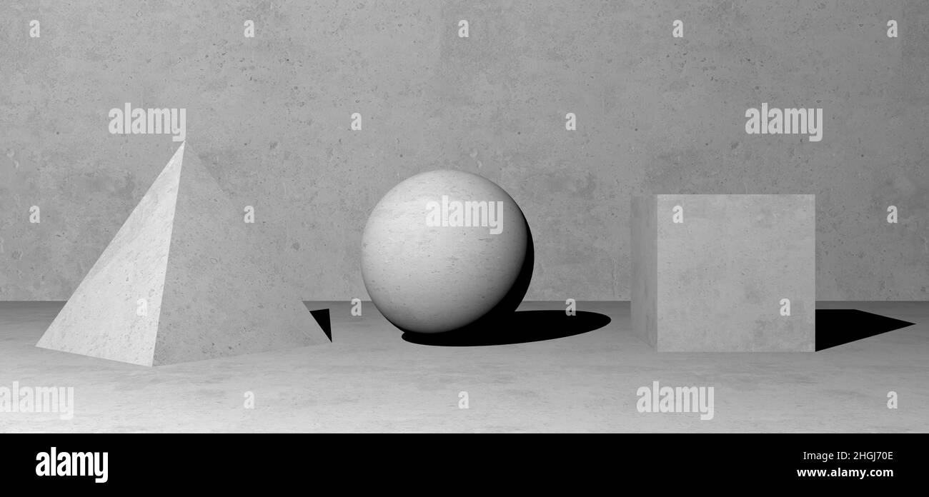 Composition de la pyramide de la sphère carrée.Composition de formes ...