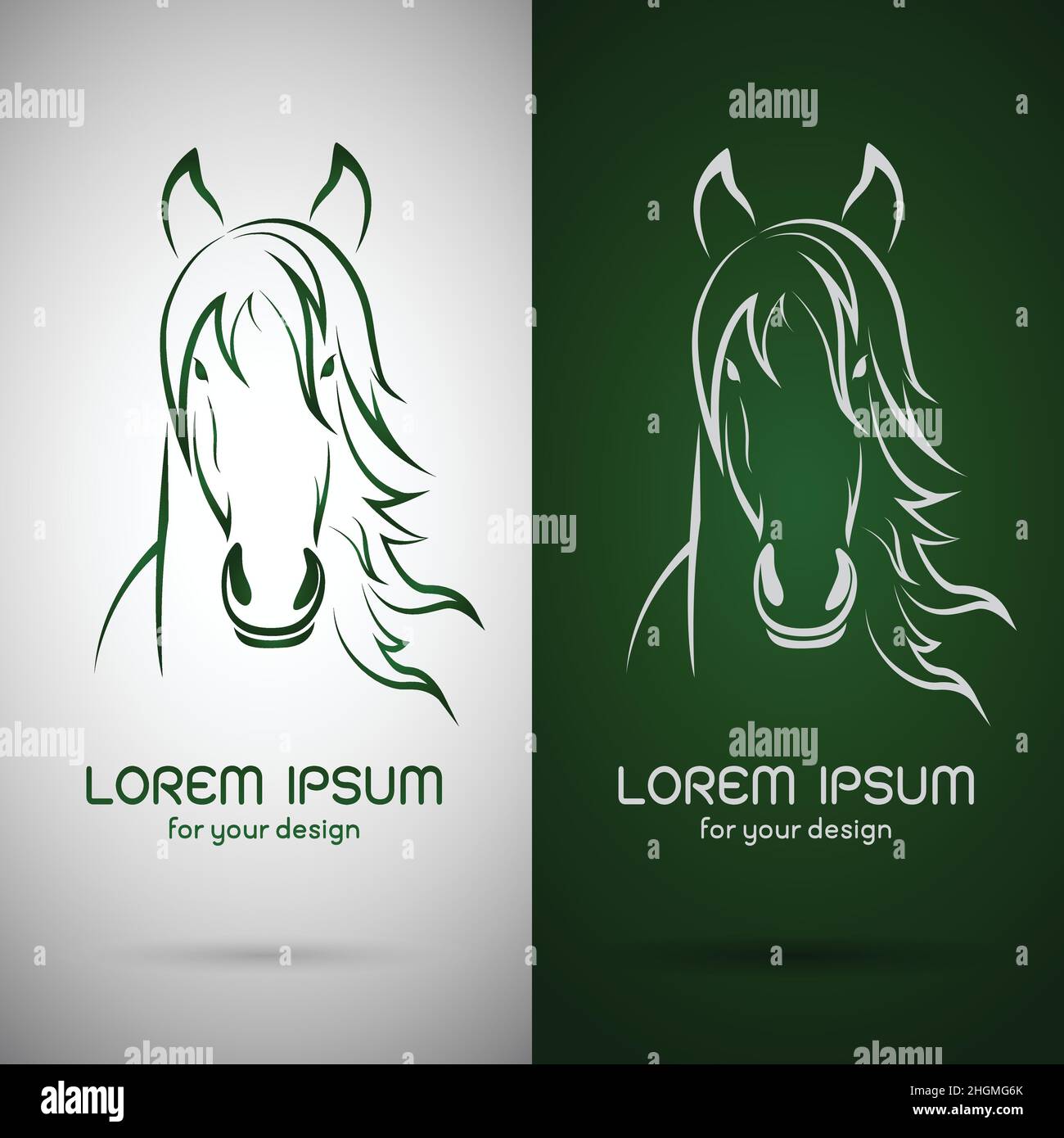 Vecteur d'un motif cheval sur fond blanc et vert, logo, symbole ...