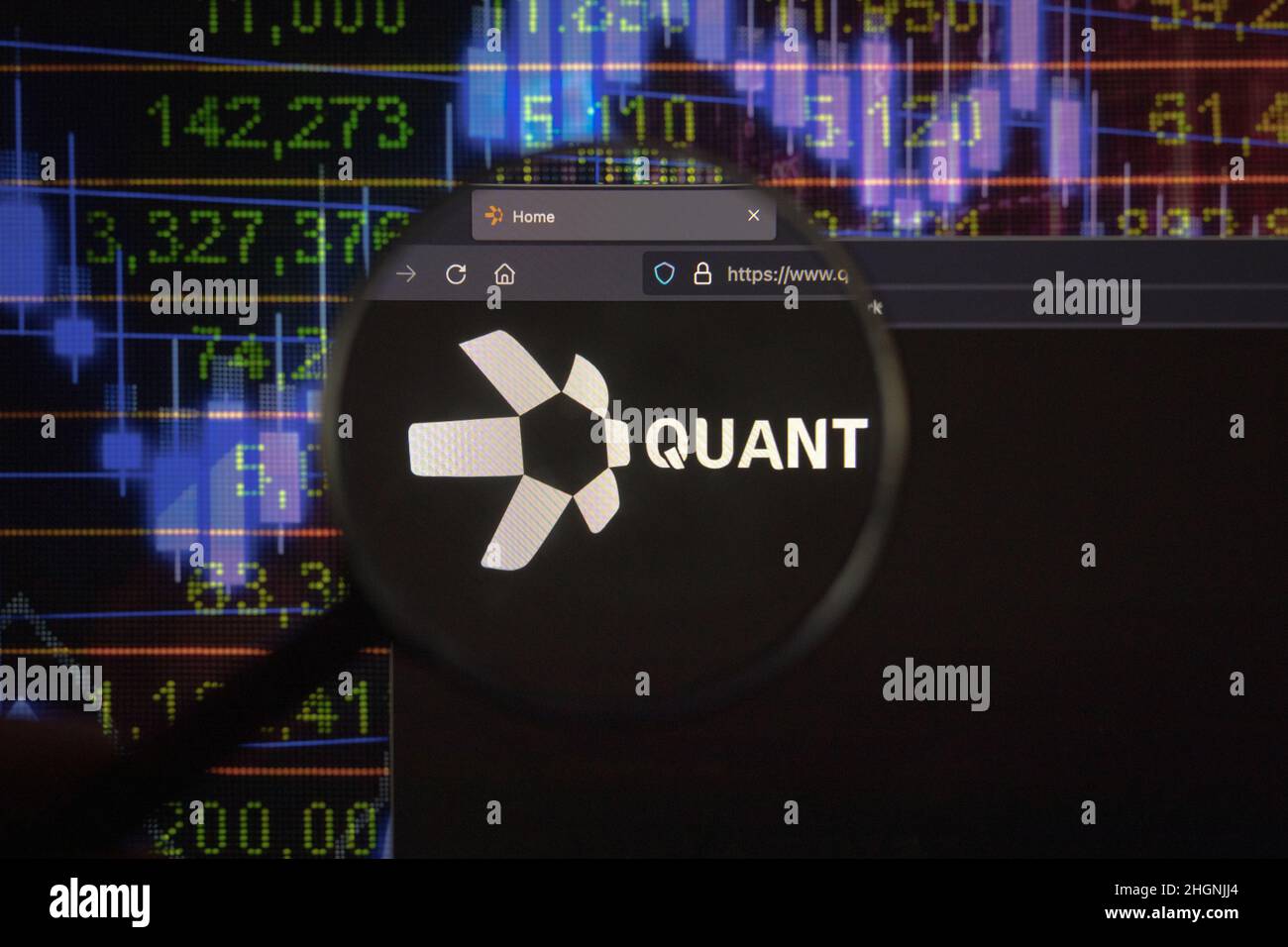 Le logo de la société de chiffrement quant sur un site Web, vu sur un ...