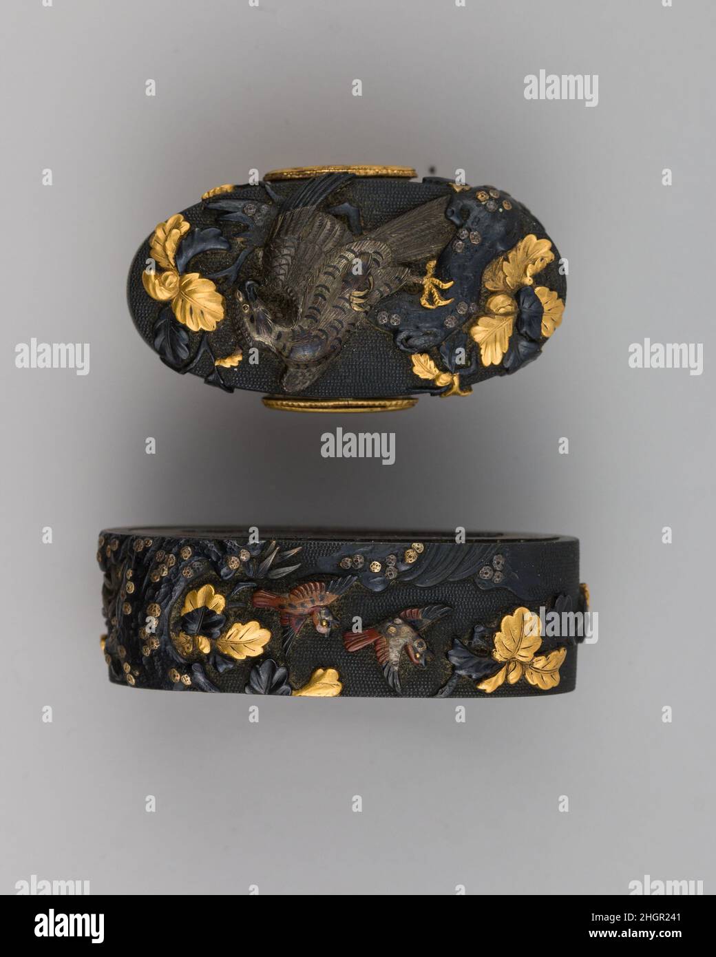 SWORD-Hilt Collar and pommel (Fuchigashira) 19th Century Japanese A ...