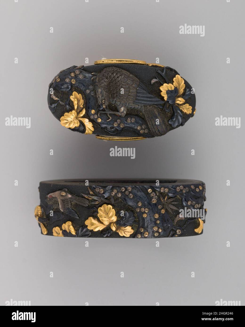 SWORD-Hilt Collar and pommel (Fuchigashira) 19th Century Japanese A ...