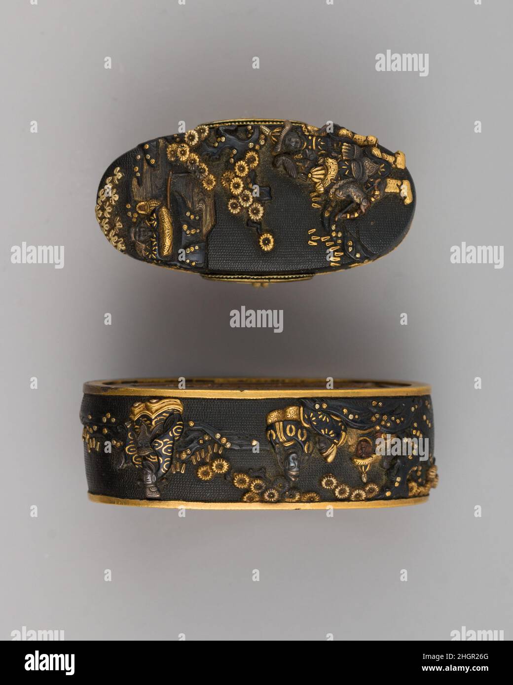 SWORD-Hilt Collar and pommel (Fuchigashira) 18th Century Japanese A ...