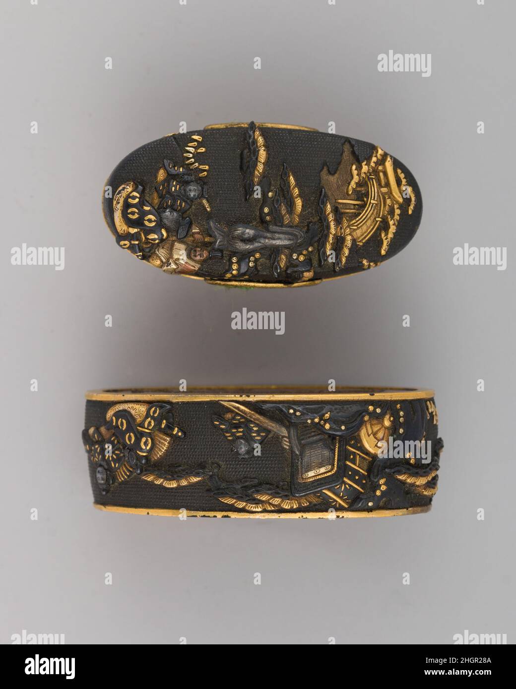 SWORD-Hilt Collar and pommel (Fuchigashira) 18th Century Japanese A ...