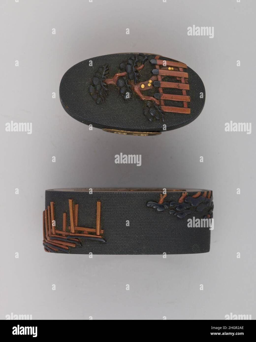 SWORD-Hilt Collar and pommel (Fuchigashira) 19th Century Japanese A ...