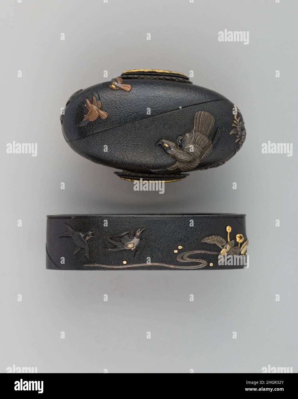 SWORD-Hilt Collar and pommel (Fuchigashira) 18th Century Japanese A ...