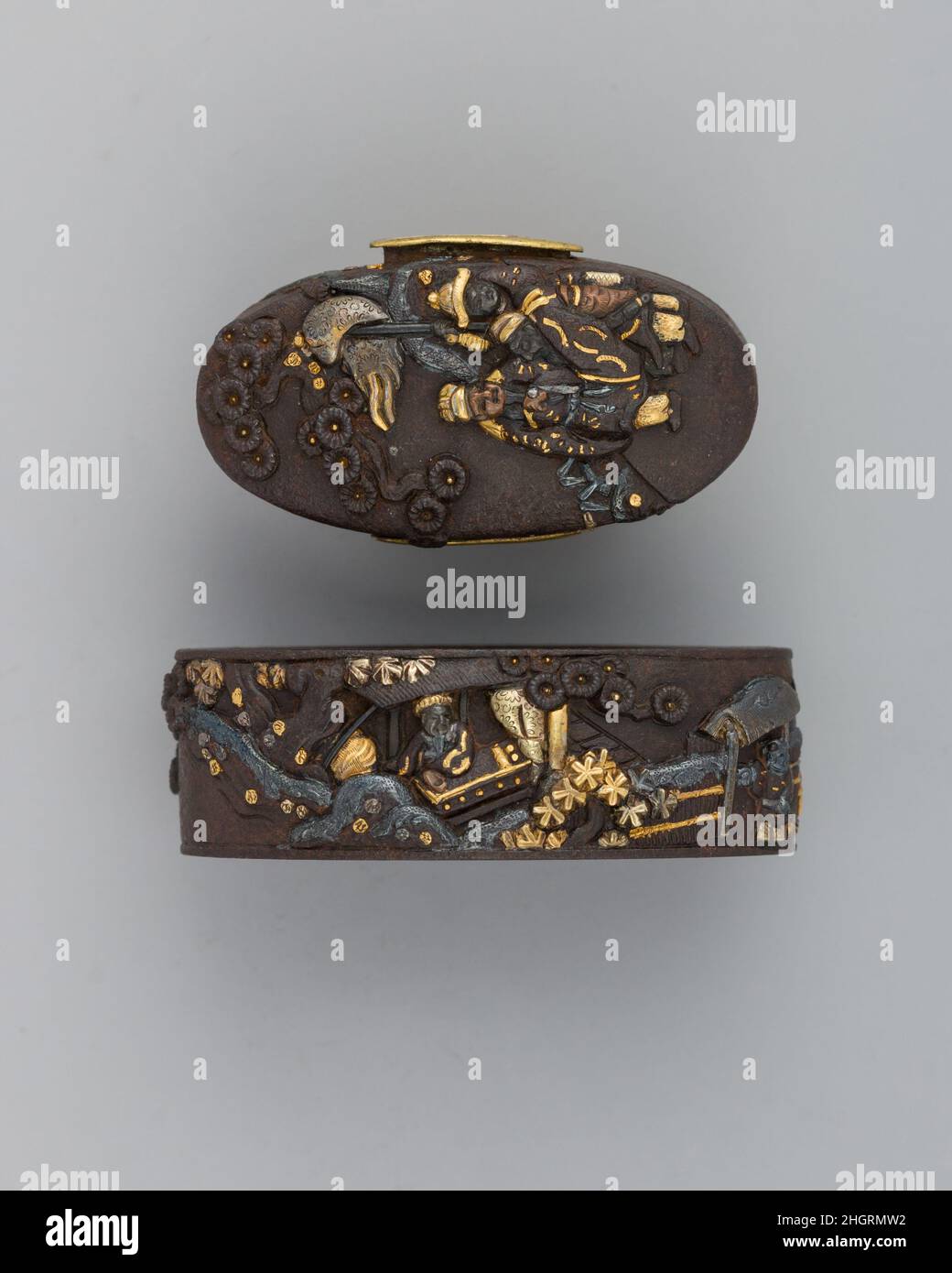 SWORD-Hilt Collar and pommel (Fuchigashira) 18th Century Japanese A ...