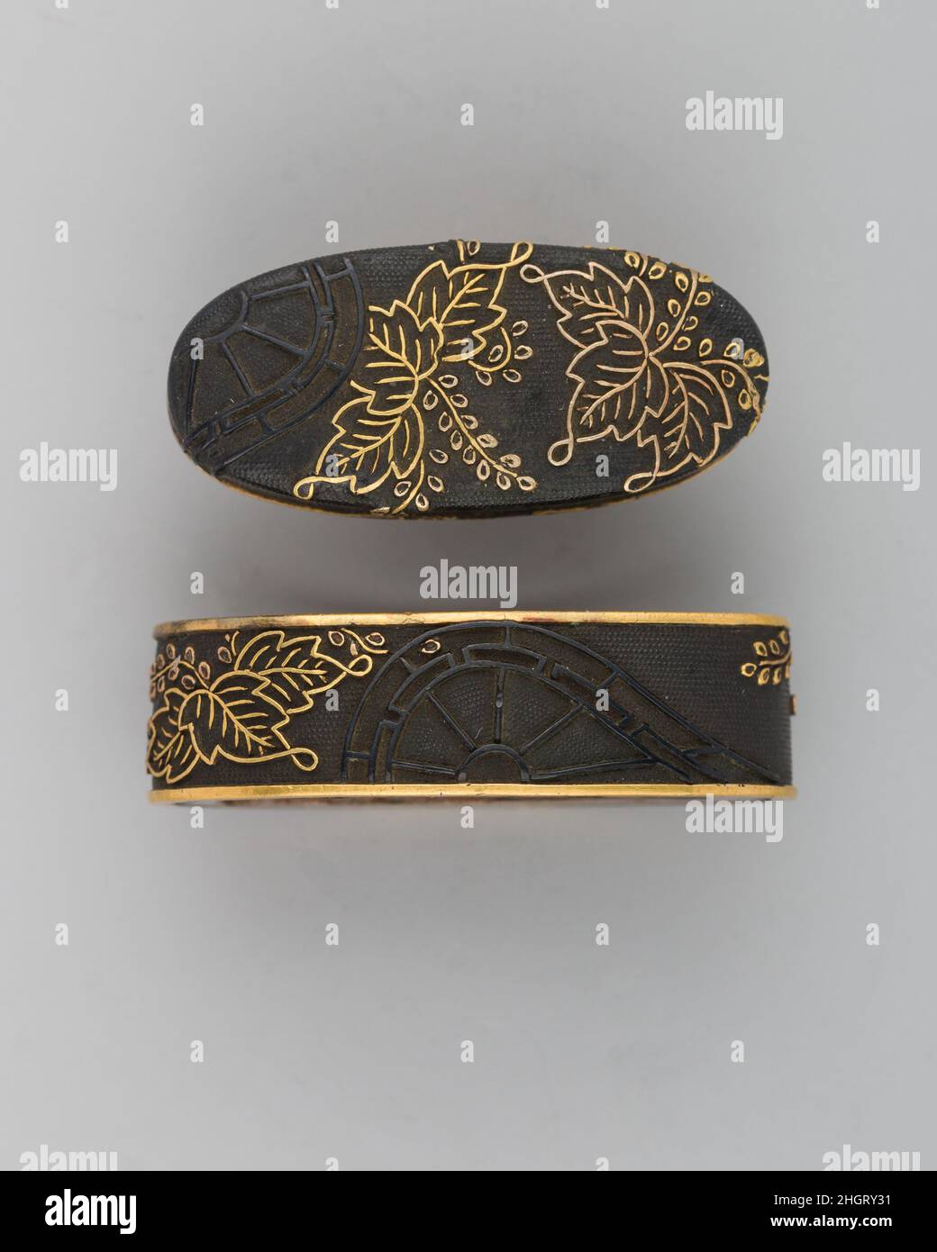 SWORD-Hilt Collar and pommel (Fuchigashira) 18th Century Japanese A ...