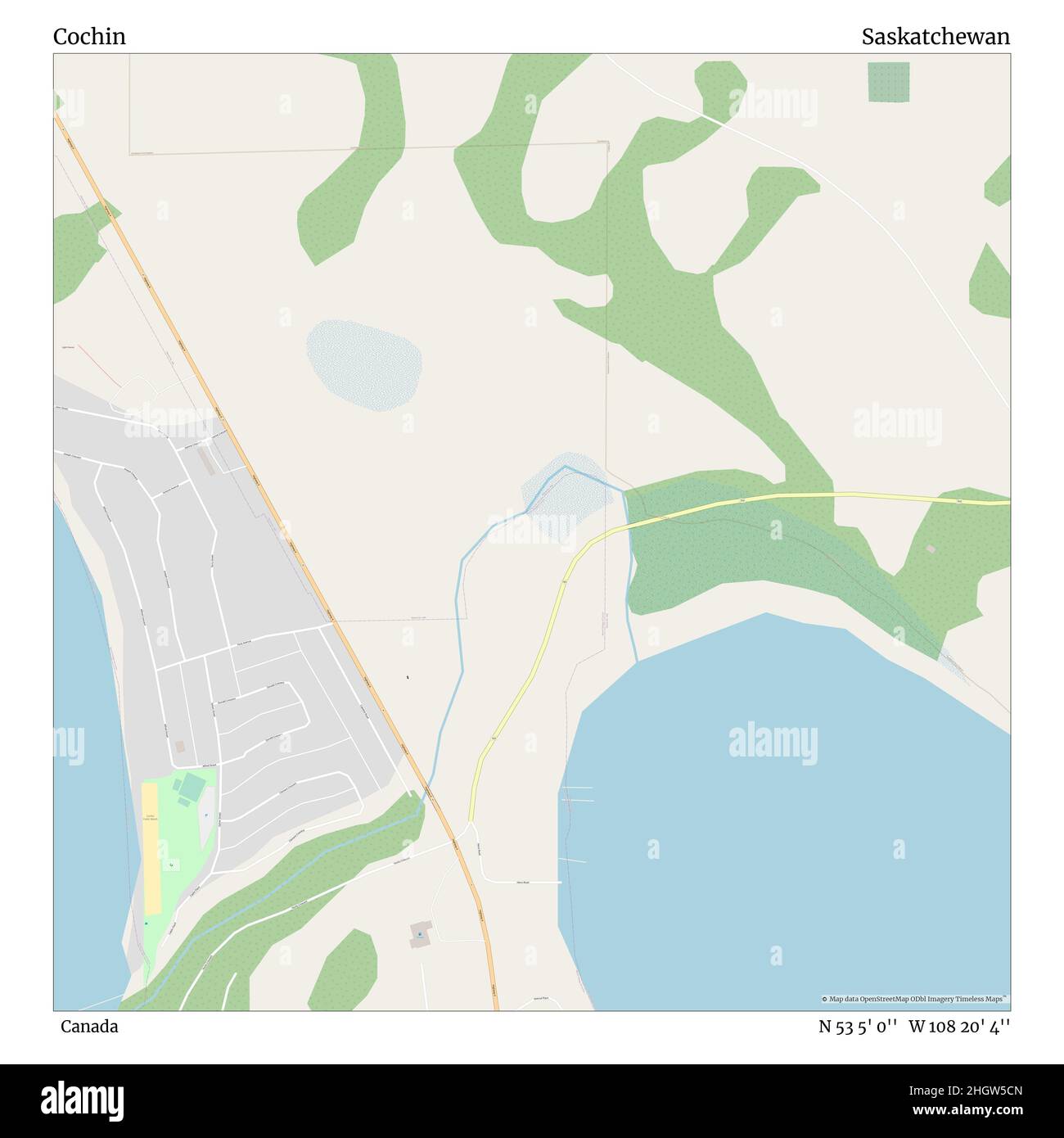 Cochin, Canada, Saskatchewan, N 53 5' 0'', W 108 20' 4'', carte ...