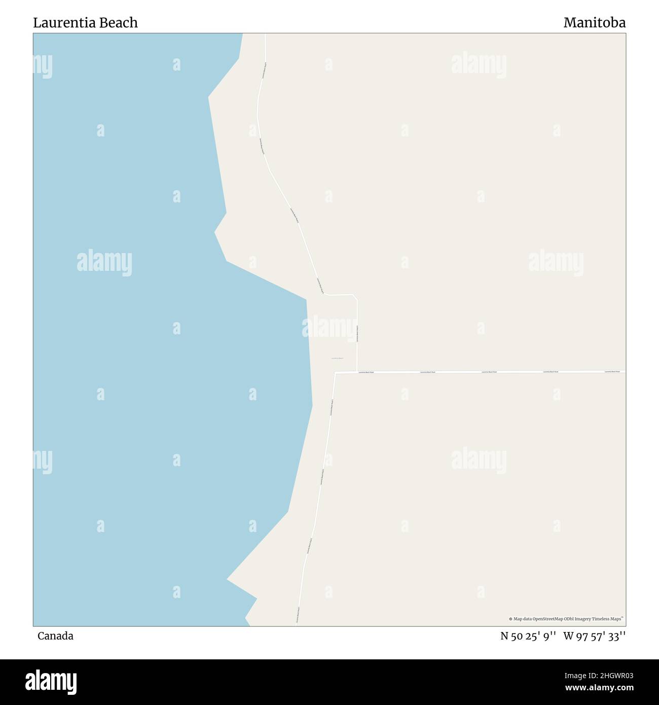 Plage Laurentia, Canada, Manitoba, N 50 25' 9'', W 97 57' 33'', carte ...