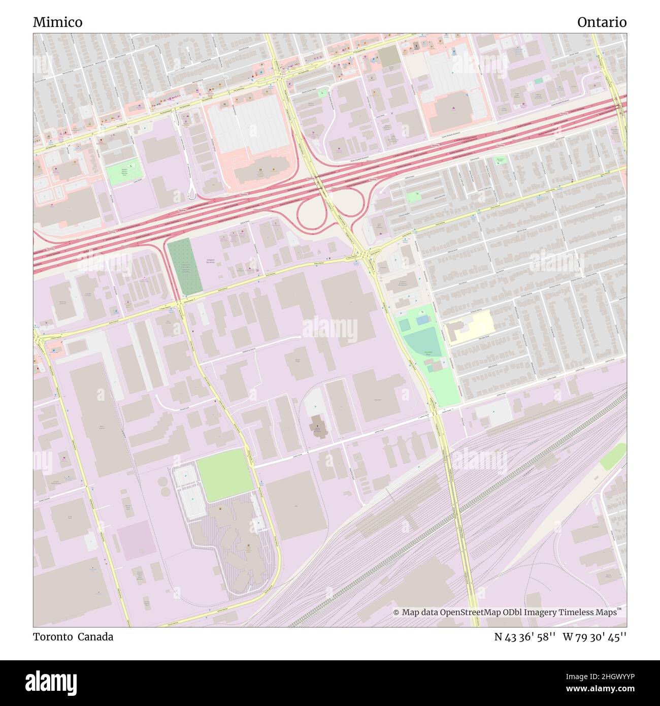 Mimico, Toronto, Canada, Ontario, N 43 36' 58'', W 79 30' 45'', carte ...