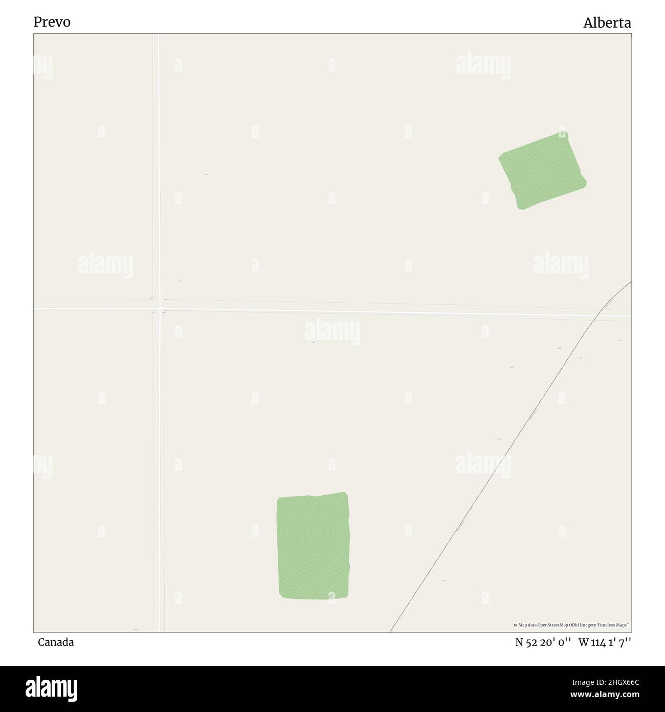 Prevo, Canada, Alberta, N 52 20' 0'', W 114 1' 7'', carte, Timeless Map ...