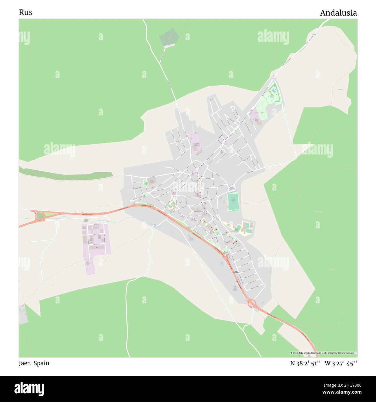 RUS, Jaen, Espagne, Andalousie, N 38 2' 51'', W 3 27' 45'', carte ...