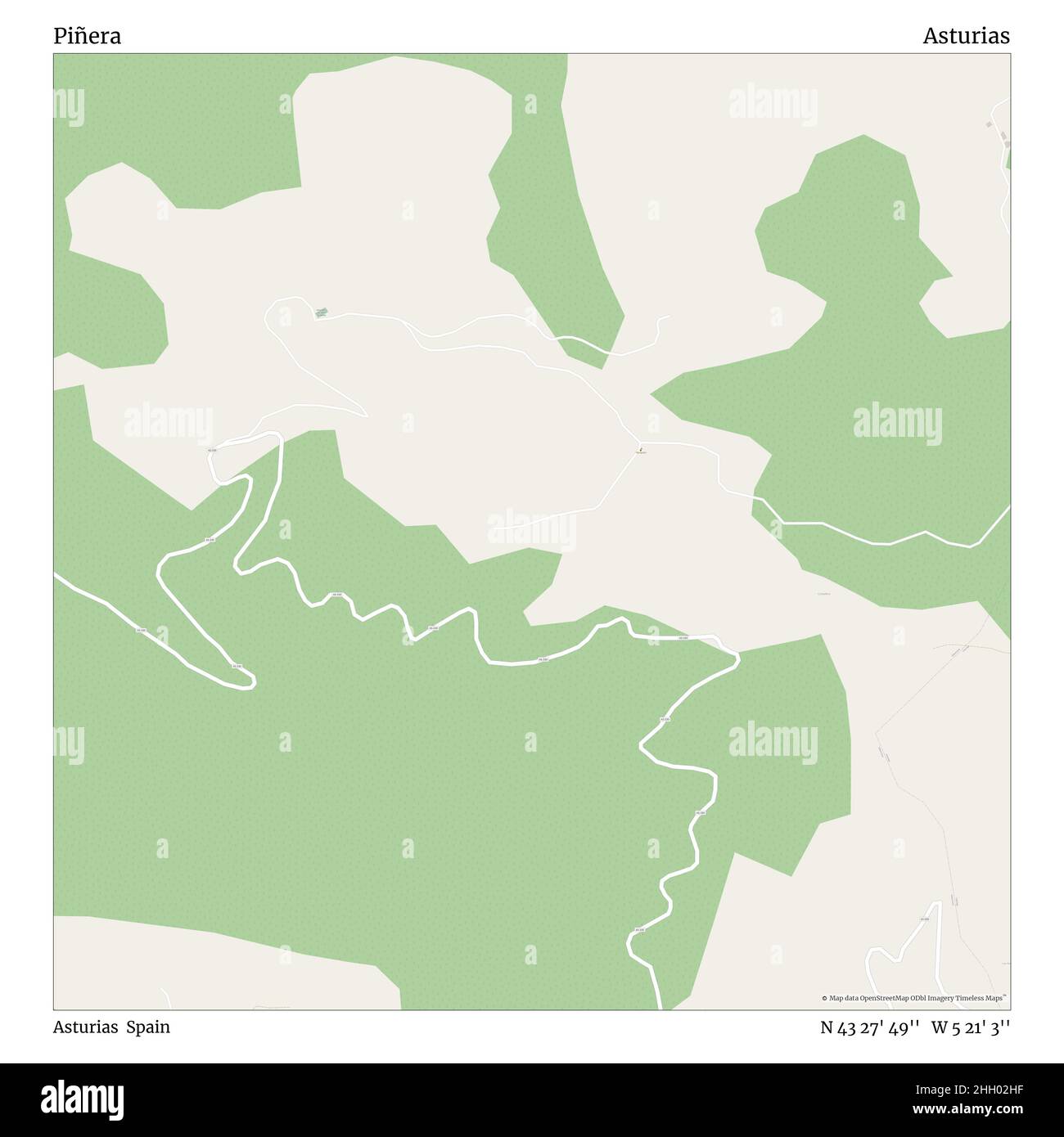 Piñera, Asturies, Espagne, Asturies, N 43 27' 49'', W 5 21' 3'', carte ...
