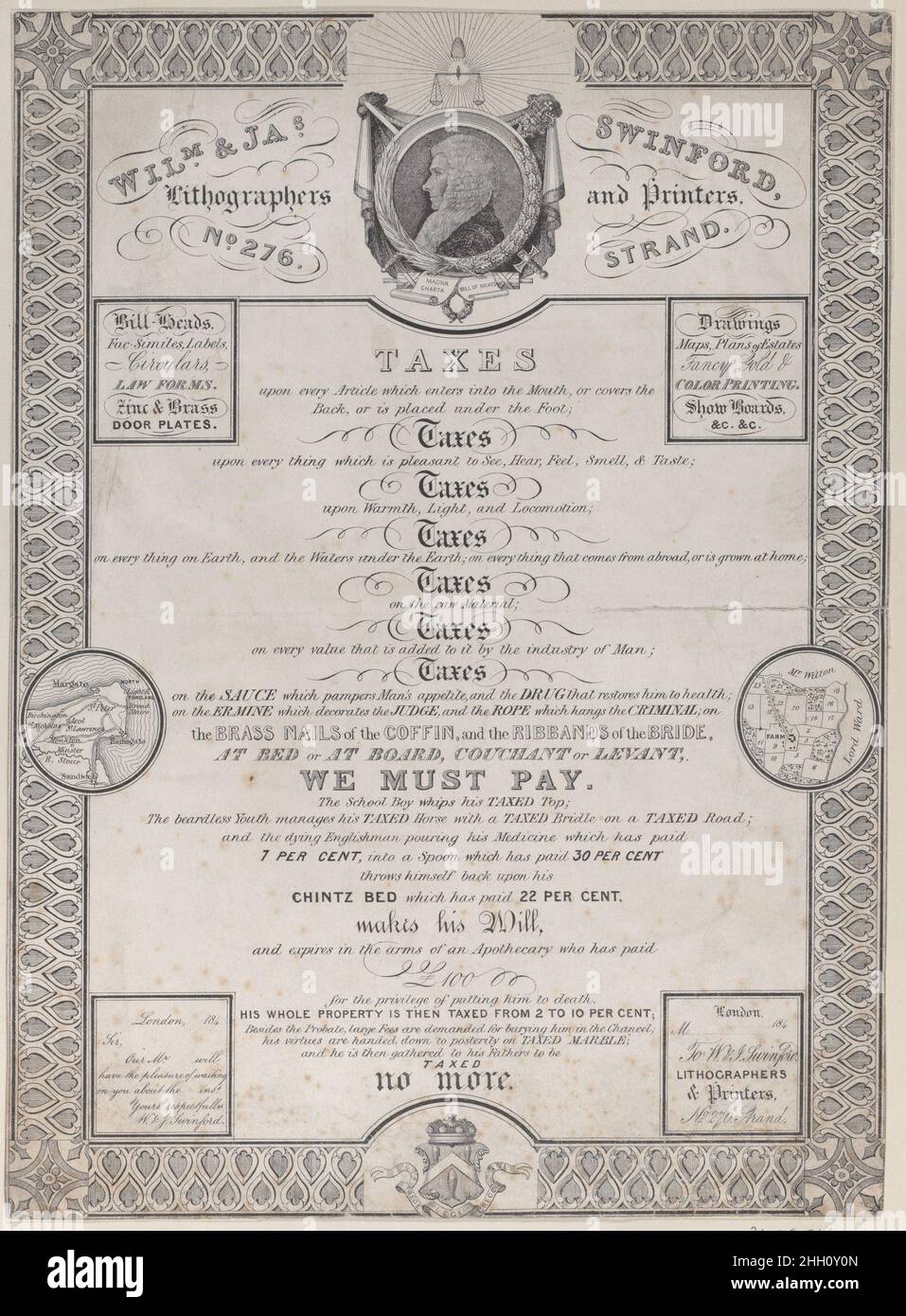 Carte de commerce pour William et James Swinford, lithographes et ...