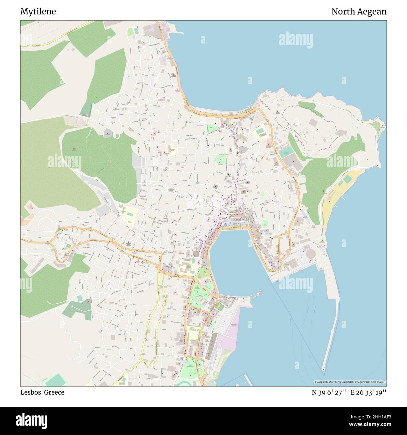 Mytilène map Banque d'images détourées - Alamy