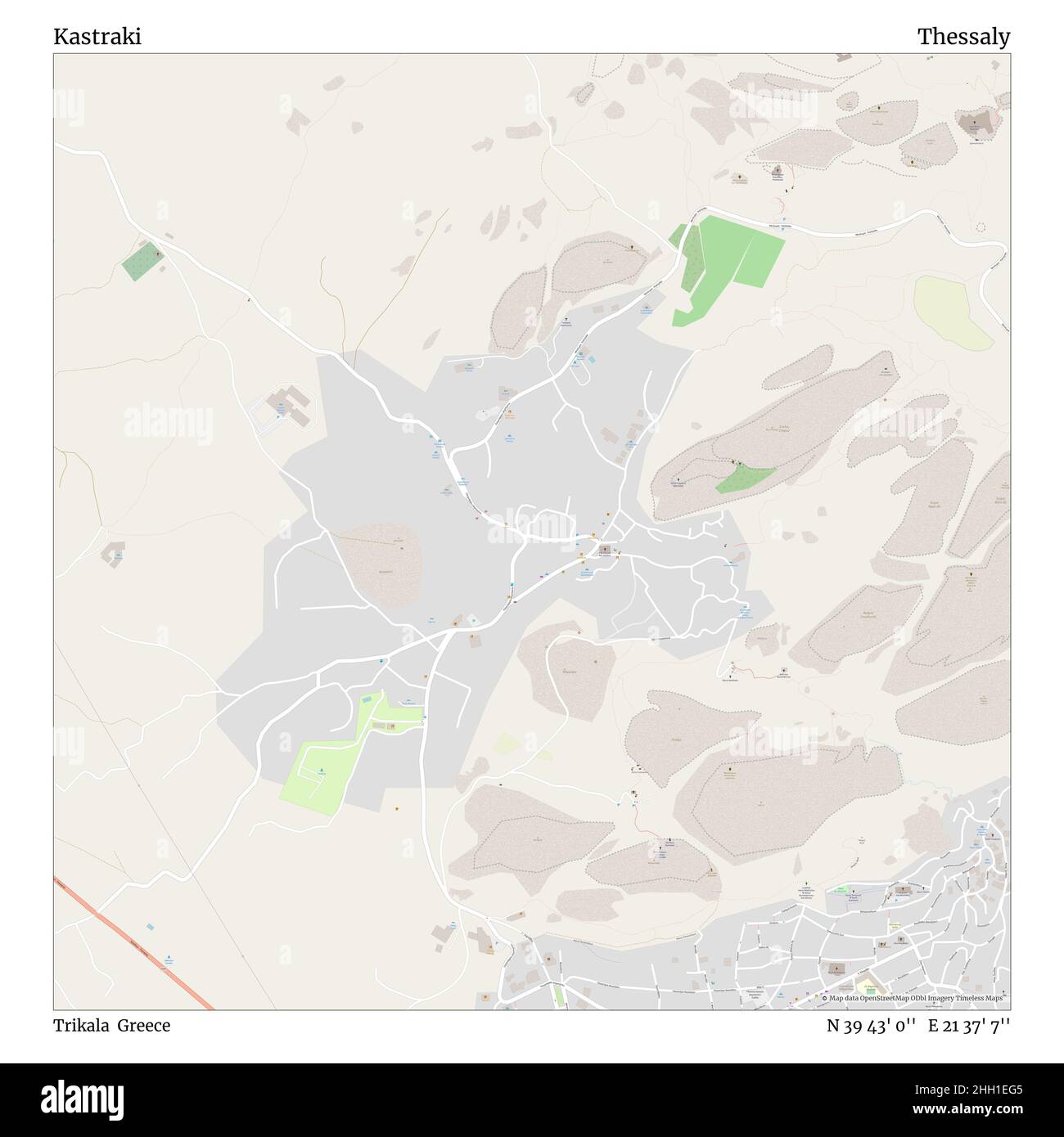 Kastaki, Trikala, Grèce, Thessalie, N 39 43' 0'', E 21 37' 7'', carte ...