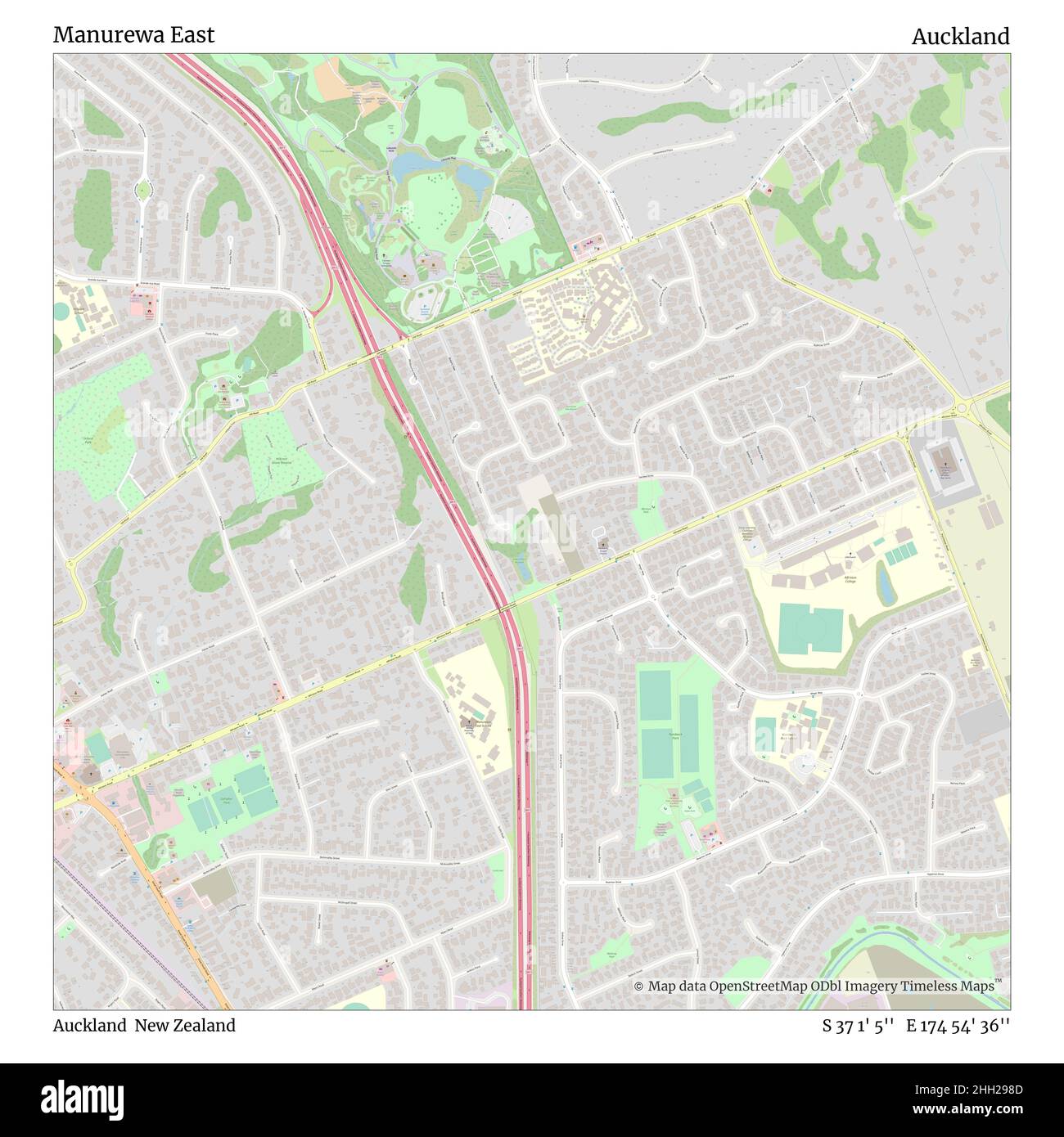 Manurewa East, Auckland, Nouvelle-Zélande, Auckland, S 37 1' 5'', E 174 ...