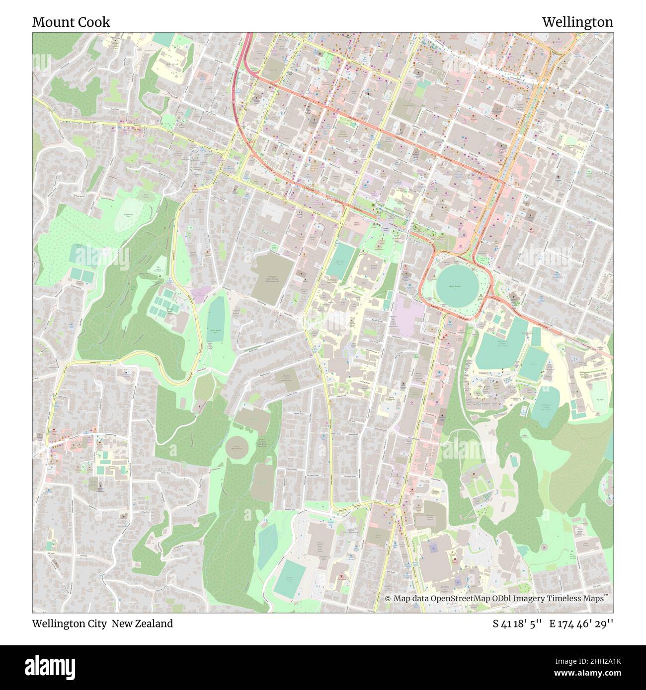 Mount Cook, Wellington City, Nouvelle-Zélande, Wellington, S 41 18' 5 ...